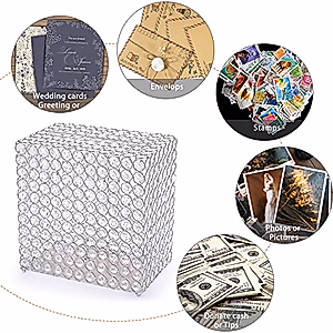 ELLDOO Crystal Wedding Card Box, Rectangle Money Card Box Silver Gift for Wedding Receptions, Centerpiece Decor, Anniversary, Keepsake, Gift Display Box