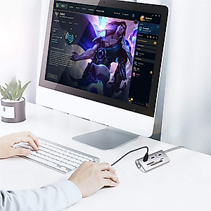 Rybozen Aluminum 6-in-1 USB 3.0 Hub, Powered USB Hub with CF/SD/TF Card Port, Card Reader Hub for Mac Pro, iMac, MacBook, Laptop and Desktop PC