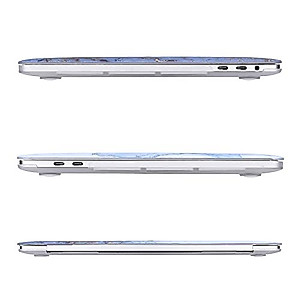 MOSISO Compatible with MacBook Pro 13 inch Case M2 2023, 2022, 2021-2016 A2338 M1 A2251 A2289 A2159 A1989 A1708 A1706,Plastic Watercolor Marble Hard Case&Keyboard Skin&Screen Protector&Pouch, Blue