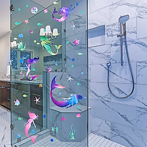 Mermaid Wall Decals for Girls Bedroom Decor, Colourful Creative Wall Stickers Quotes Removable Vinyl Home Decor for Kids Girl Living Room Nursery, DIY Wall Stickers Art Decoration