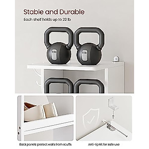 VASAGLE 7 Tier Vertical Shoe Rack, Narrow Shoe Storage Organizer with Hooks, Slim Wooden Corner Shoe Tower Rack, Robust and Durable, Space Saving for Entryway and Bedroom, White ULBS200T14