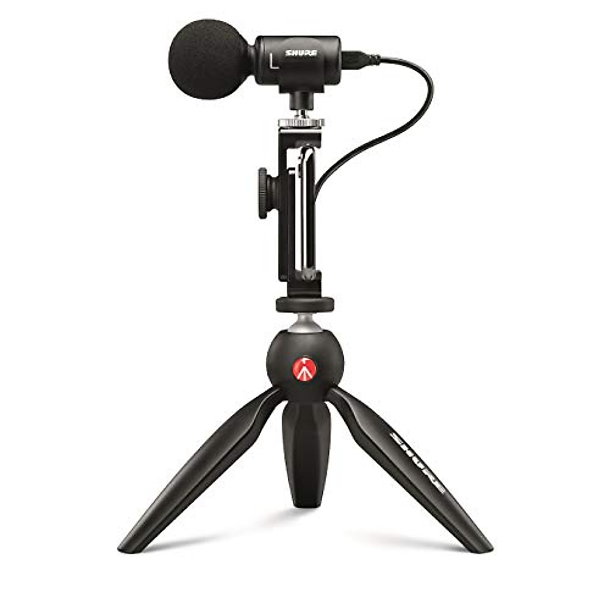 Shure Portable Videography Kit - Professional Recording Rig with MV88+ iPhone Mic, Manfrotto PIXI Tripod, Phone Clamp, Mount, AMV88-Fur Windjammer and SE215 PRO Sound Isolating Earbuds (MV88+SE215-CL)