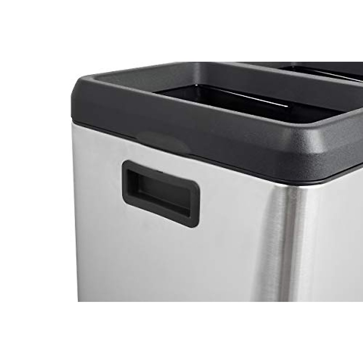 Step N' Sort 16 Gal, 3 Compartment Open Top Trash and Recycling Bin, Silver (OPN603)