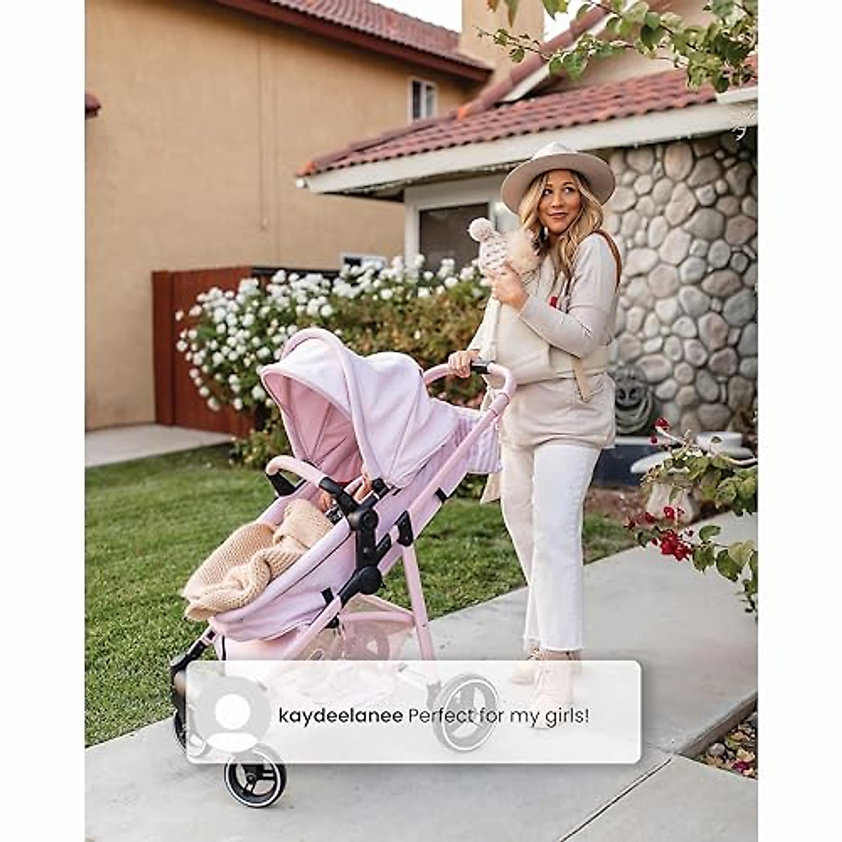 GAP babyGap 2-in-1 Carriage Stroller - Car Seat Compatible - Easy One-Handed Fold - Lightweight Stoller with Oversized Canopy & Reclining Seat - Made with Sustainable Materials, Grey Stripes