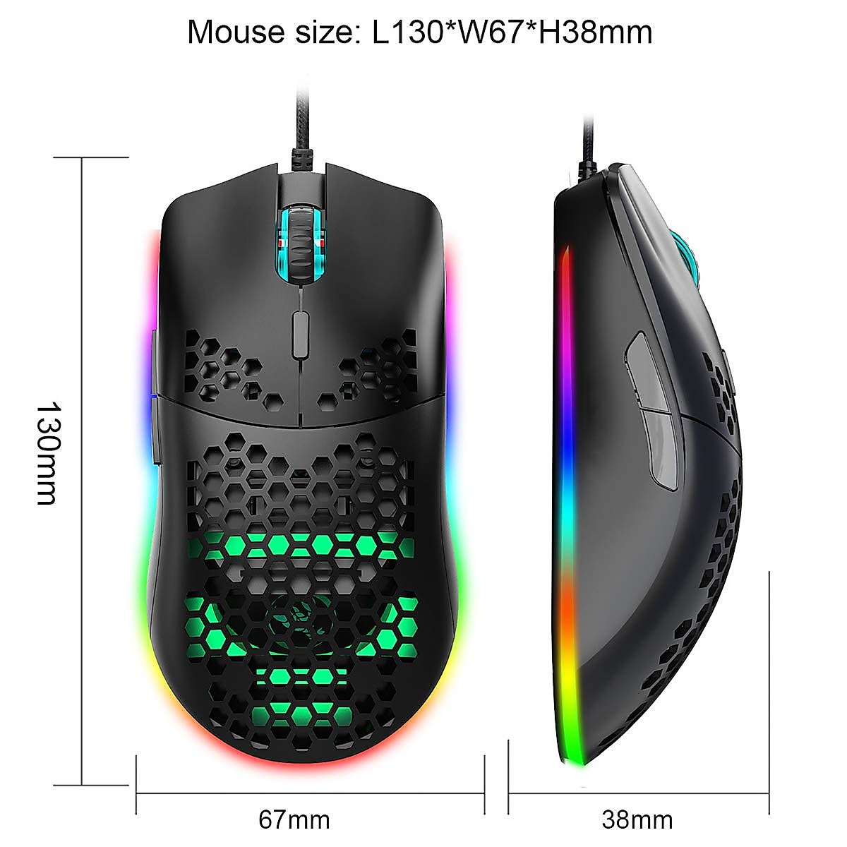 Gojiny Wired Gaming Mouse, USB Wired Gaming Mouse 6- Key Macro Programming Mouse 6400DPI Gaming Mouse for PC Laptop Desktop