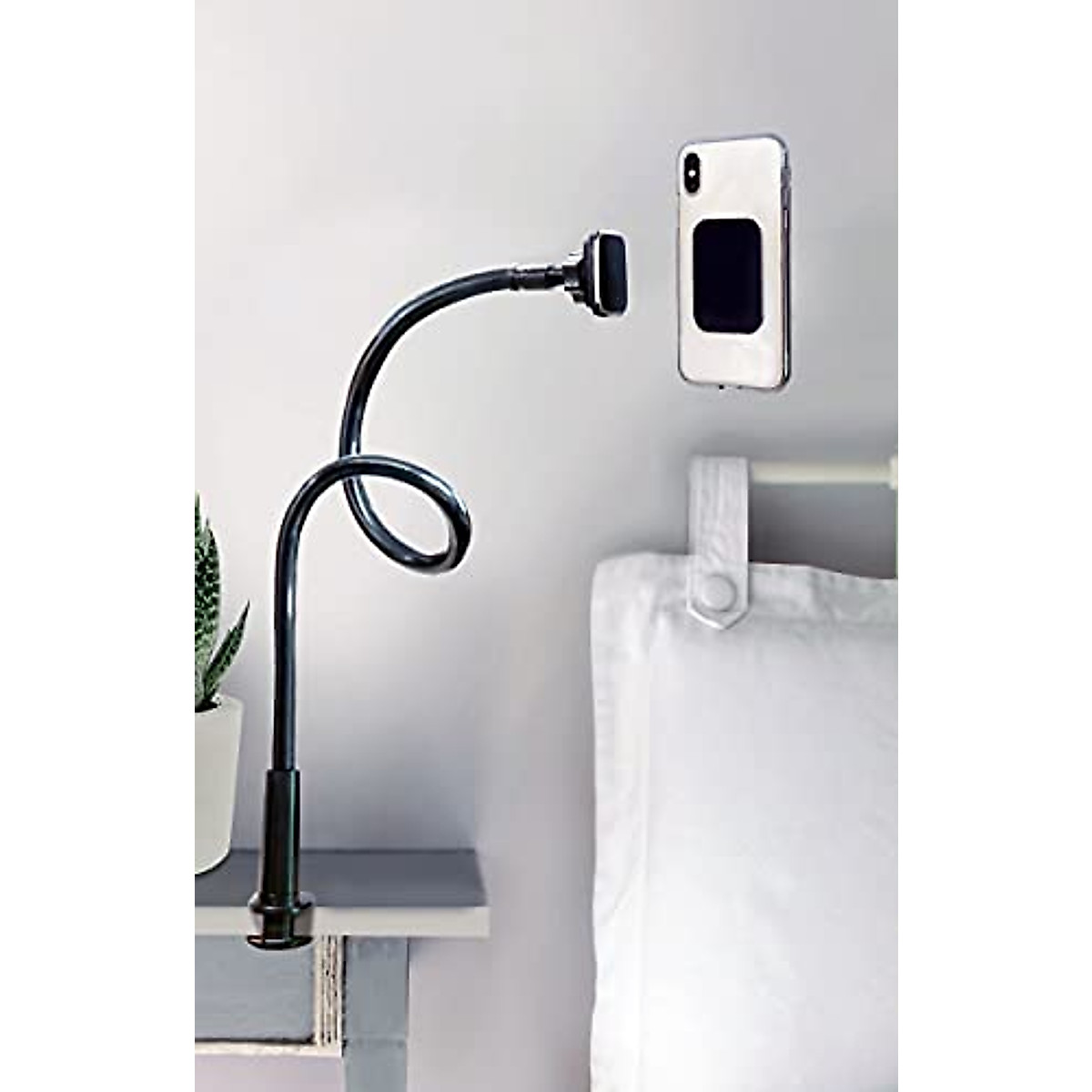 Debranded Products Magnetic Gooseneck Phone Holder Mount - Heavy Duty Magnetic Stand, Phone Accessories for Bed, Desk, Heavy Duty Magnet and Long Arm, Overhead Stand, Compatible with All Smartphones