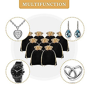 30 Pieces Velvet Bags with Drawstrings Jewelry Pouches Drawstring Bags Jewelry Bags Velvet Present Bag Party Favor Storage Bag Makeup Pouch for Jewelry Birthday Wedding Candy, 6 x 5 Inch (Black)