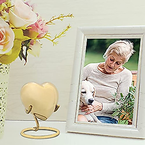 Gold Heart Urn - Small Keepsake Urn for Human Ashes with Black Box & Stand - Small Urn Heart - Handcrafted Heart Cremation Urn - Mini Urn for Ashes - Heart Shaped Urn for Men Women & Infants