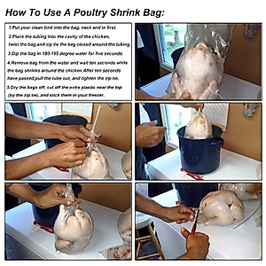 Poultry Shrink Bags,50Pack 13x18Inches Clear Poultry Heat Shrink Wrap BPA Free Freezer with 50 Zip Ties,50PCS Freezer Labels and a Silicone Straw for Chickens,Rabbits