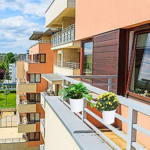 Cabilock 8pcs Metal Iron Hanging Flower Pot Garden Pots Balcony Planters Metal Bucket Flower Holders Detachable Hook for Railing Fence Window Patio