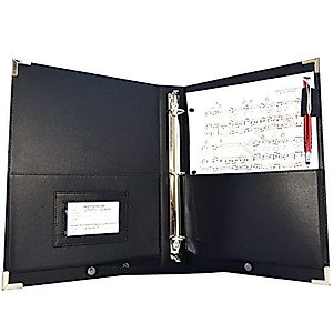 Orginal -MSP PU Leather Sheet Music Holder | 9.5" x 12" - Music Folder with Hand Strap for Musician- Improved Design (3 Ring Binder)
