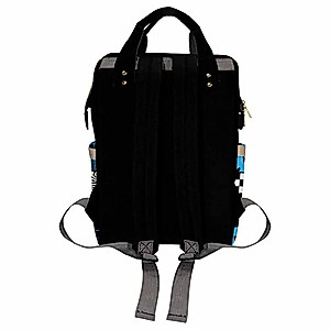 Artsadd Personalized Afro Puff Diaper Bag Backpack with Name, Blue Bubble Gum Plaid Daypack Customized Large Capacity Baby Backpack for Girls Baby Birthday Gifts