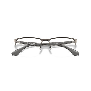 Ray-Ban RX6335 Rectangular Prescription Eyeglass Frames, Matte Gunmetal/Demo Lens, 56 mm