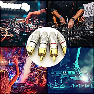 RCA Plug Connectors Coaxial Cable Audio Adapter Gold Plug Male No Solder Connector Solderless Video Cable kit TV CCTV(12-Pack)