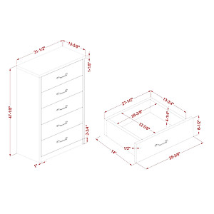 24/7 Shop at Home Camberley Farmhouse 5-Drawer Wood 31 in. Chest, Tall Dresser for Bedroom, Hallway, Nursery, Closets, Walnut Brown