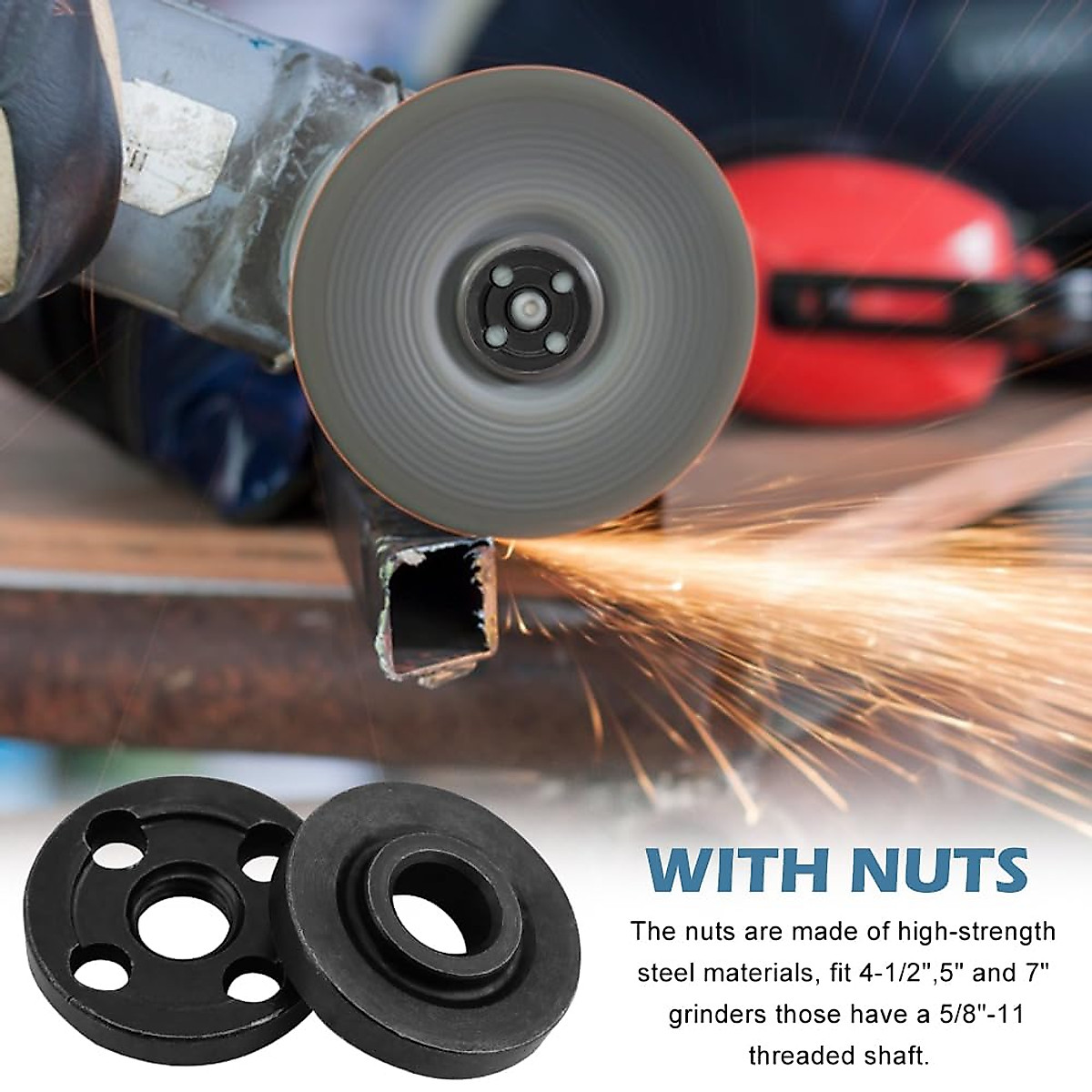 Angle Grinder Wrench, Universal Adjustable Grinder Spanner, with 4PCS 5/8-11 Angle Grinder Nut, Compatible with Grinder Parts