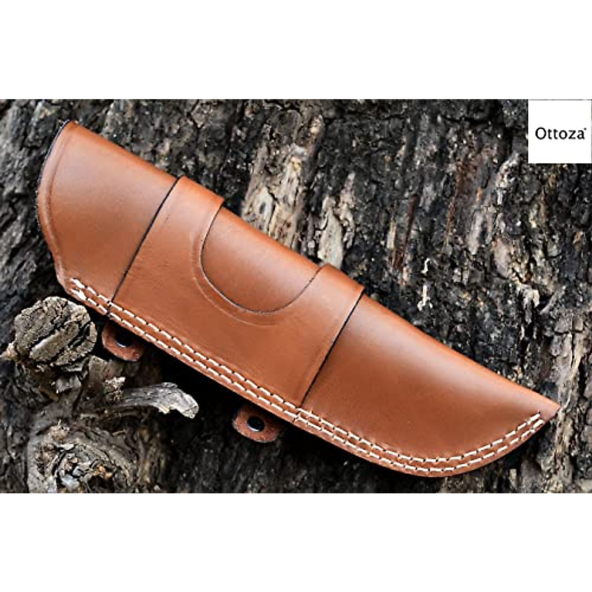 Ottoza Handmade Leather Knife Sheath RIGHT HAND Bushcraft Knife Sheath - Hunting Knife Sheath - Survival Knife Sheath - Fixed Blade Knife Sheath Horizontal Carry Dark Brown TOP GRAIN LEATHER No:44