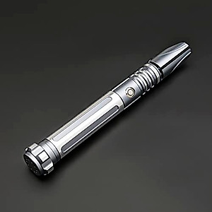 Dueling Light Saber, Motion Control Lightsabers for Adults,Smooth Swing Light Saber with 10 Sound Fonts,RGB 12 Colors Changeable, Metal Hilt for Halloween Cosplay Party,Birthday Gift, Grey,S9