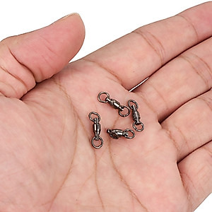 PATIKIL Ball Bearing Swivel, 10 Pack 30lb Carbon Steel Solid Welded Ring Fishing Tackle Connector, Black