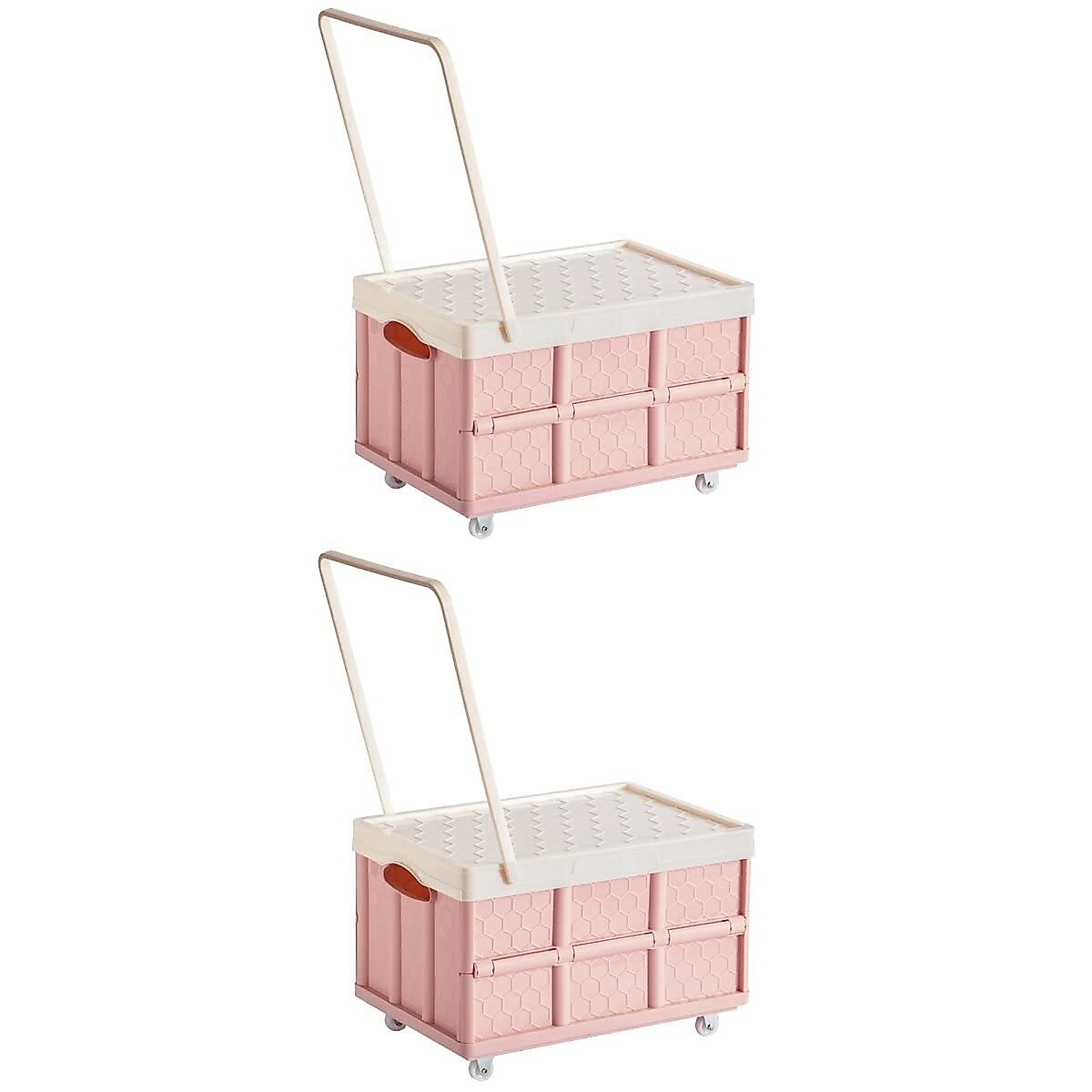 DOITOOL 2pcs Collapsible Milk Crates Stackable Utility Crates Stackable Crates Moving Bins with Lids Utility Cart Outdoor Toys Foldable Crate Shopping Plastic Folding Basket Camping