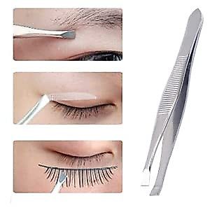 Luxxii (3 Pack) Flat Tweezers - Stainless Steel Flat Tweezers Hair Plucker for Hair and Eyebrows Personal Care (C_FLAT)