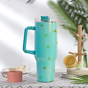 AGH 20 Pack 40 oz Sublimation Shimmer Green Pink Red Purple Tumbler with Stainless Steel Straw and Lid, Insulated Double Wall Vacuum Reusable Cups with Handle