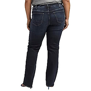 Silver Jeans Co. Women's Plus Size Suki Mid Rise Curvy Fit Slim Bootcut Jeans, Dark Wash COO411, 14W x 35L