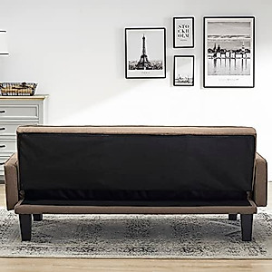 72" Sleeper Sofa Bed,Convertible Sofa Couch Bed Includes Two Pillows Dark Grey Cotton Linen Sofa Bed for Living Room (Brown)