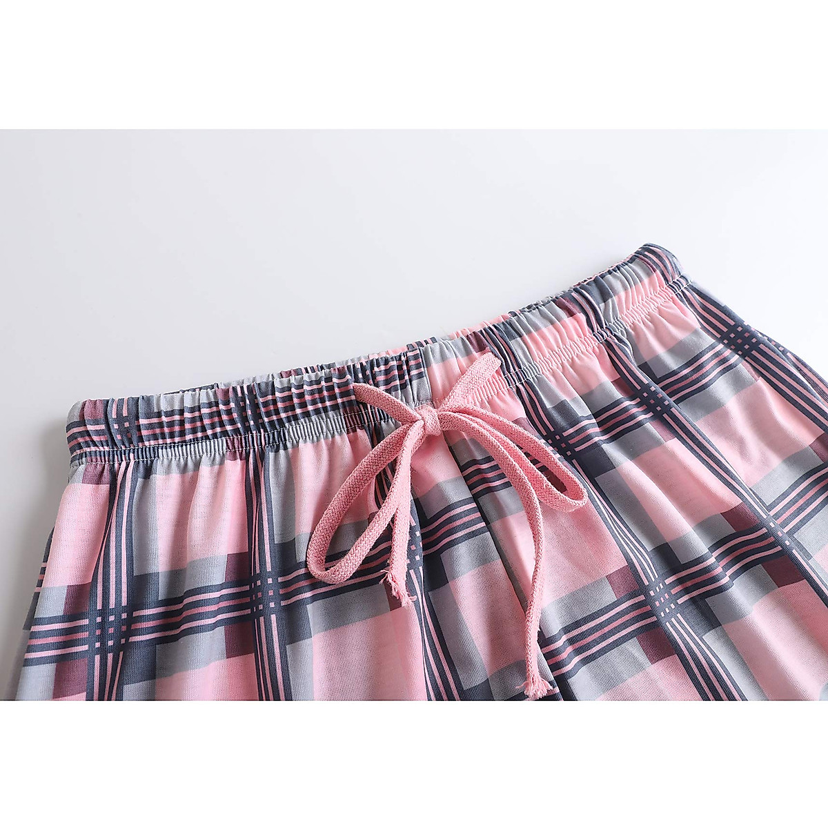 VENTELAN Women Pajamas Cute Heart Tank Top Plaid Shorts Set Summer PJS XL