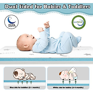 Home4me Baby Mattress 38" x 26"x 2'', Dual Sided Toddlers Mattresses, Gel Memory Foam Mattresses, Toddler Mattress Pad with Removable Washable Cover for Baby and Toddlers, White