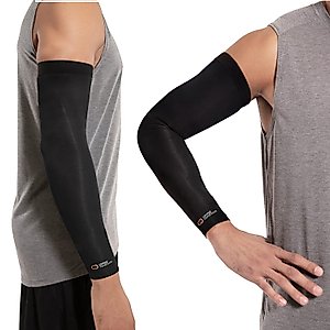 Copper Compression Arm Sleeve - Copper Infused Full Arm Brace for Forearm, Bicep, Triceps - Tennis Elbow, Basketball, Golf, Arthritis, Tendonitis, Bursitis, Post Surgery Rehab - Black - M