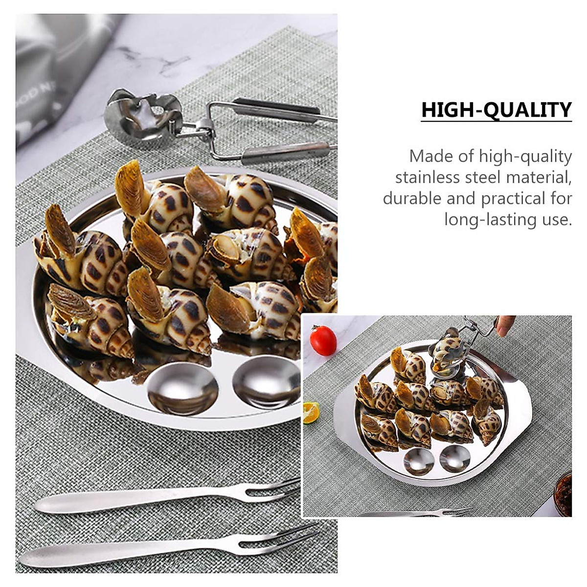 YARNOW 2pcs Stainless Steel Escargot Plates Dishes 12 Compartment Holes Escargot Baking Dishes for Snail BBQ Mushroom Silver
