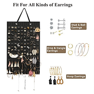 Resovo Hanging Earrings Organizer, Earring Holder & 20 Hooks, Holds Up To 300 Pairs, Compact Design, Soft Material, Earring Hanger Earring Display Hanging Organizer for Women Girls -1 Pack