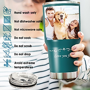 Personalized Photo Tumbler, Custom Coffee Mug Double Sides Print Stainless Steel Insulated Cup, Customized Travel Mug for Him Her Men Women Friends Gift for Fathers Day Birthday Christmas