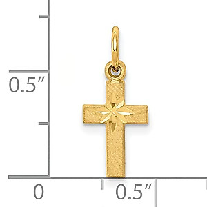 FindingKing 10K Yellow Gold Cross Charm Religious Pendant