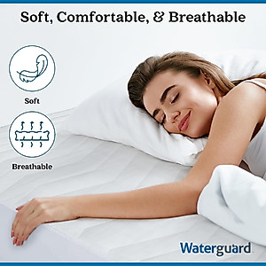 Waterguard Waterproof Cot Size Mattress Protector. Hypoallegenic Cot Pad Replacement for Rollaway Bed Mattresses, Daybeds, and Camping Cots. Made from 100% Cotton Top for Softness and Comfort.