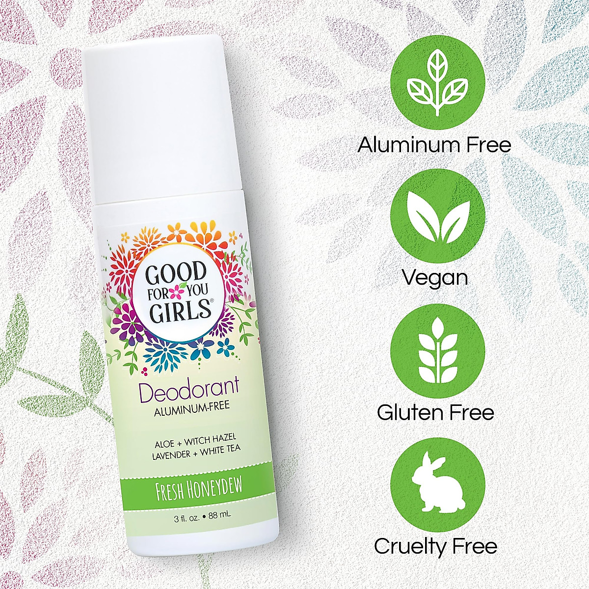 Good for You Girls Aluminum-Free, Natural & Vegan Deodorant for Kids, Preteens, Teens, Safe & Effective Odor Protection, Clear Roll-On, Natural Fragrance | Fresh Honeydew, 3 oz (Pack of 1)