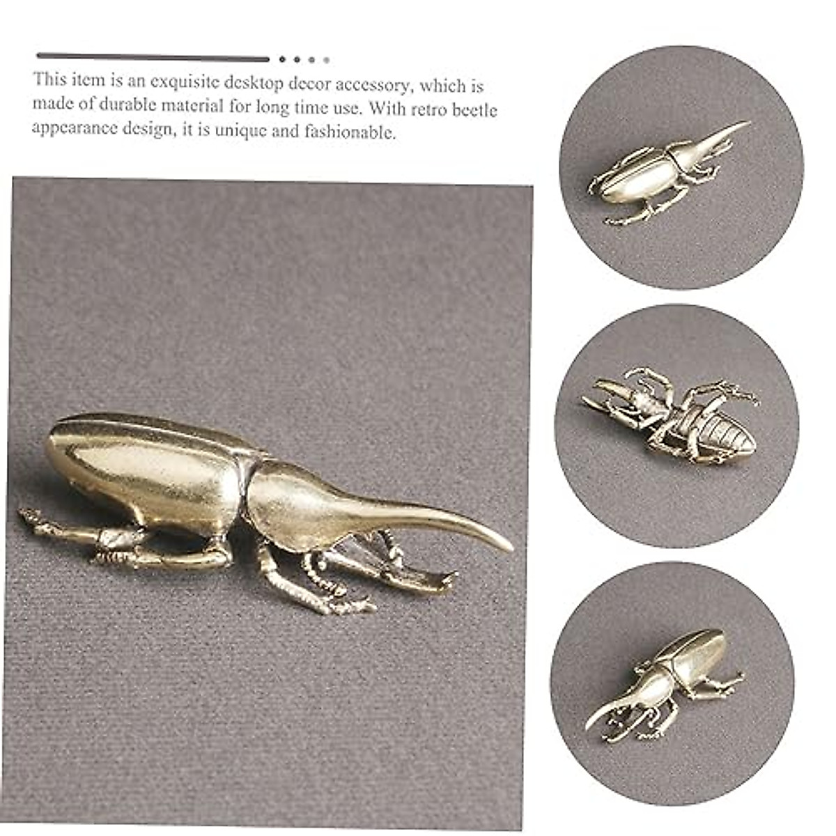 VOSAREA 2pcs Brass Ornament Beetle Model Garden Art Copper Figurines Brass Decor Brass Animal Ornament Coraline Decor feng Shui Statue Brass Statue Statues Table Decoration Delicate