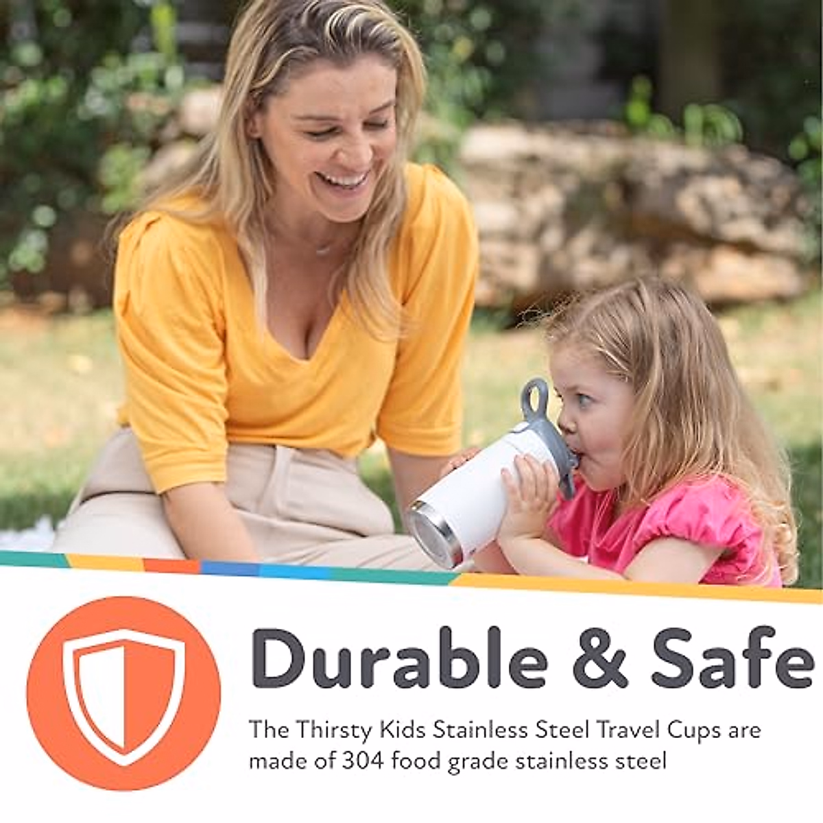 Nuby Thirsty Kids No Spill Flip-It Reflex Stainless Steel Travel Cup or Water Bottle - 10 Oz - 18+ Months - Aqua Mint