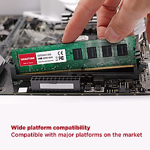 【DDR3 RAM】 GIGASTONE 16GB Kit (4x4GB) DDR3/DDR3L 1600MHz (1333MHz) PC3-12800 (PC3-10600) CL11 1.35V/1.5V 2Rx8 UDIMM 240 Pin Unbuffered Non ECC High Performance PC Desktop Memory Upgrade