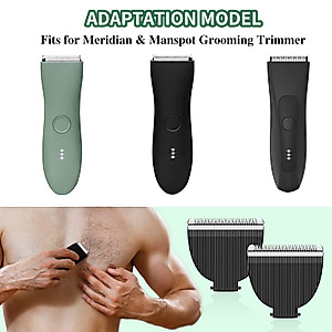 2 Pack Replacement Blades for Meridian Trimmer, Hygienic Ceramic Replacement Blades Compatible with Meridian Body Trimmer (Onyx & Sage), Black