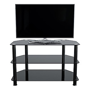 AVF Transitional Steel and Glass TV Stand for up to 42" TVs in Black/Chrome