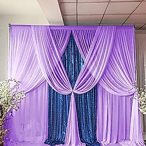 Chiffon Backdrop Curtain-2 Panels 29x96-Inch Wedding Backdrop Drapes Lavender Sheer Curtain Panels Tulle Backdrop Chiffon Fabric Photography Backdrop for Party (29''x96''x2pcs, Lavender)