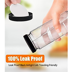 CLQLC Glass Juice Bottles with lids, 6 Pack with 2 Straws & 6 Lids with Hole- 16 oz Travel Drinking Jars,Juicing bottles Reusable Glass Mason Jar for Juice,Bubble Tea, Smoothie, Tea, Kombucha