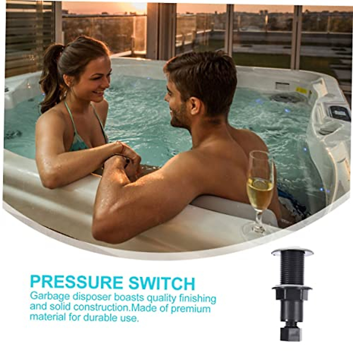 LIFKICH 5pcs Kitchen Air Switch Garbage Disposal Button Air Push Button Garbage Disposal Parts Push Button Garbage Disposal Bathtub Air Button Tub Spa Massage Trash Disposal Black Plastic