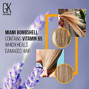 GK HAIR Global Keratin Miami Bombshell 9.5 Fl Oz Taming Blonde Purple Treatment - Hair Smoothing Toning Blowout Treatment Series Straightening Professional Results Removes Yellow Orange Brassy Tones