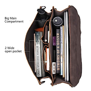 Augus Leather Messenger Bag for Men Briefcase Travel Backpack Shoulder Bag Fit 17'' Laptop