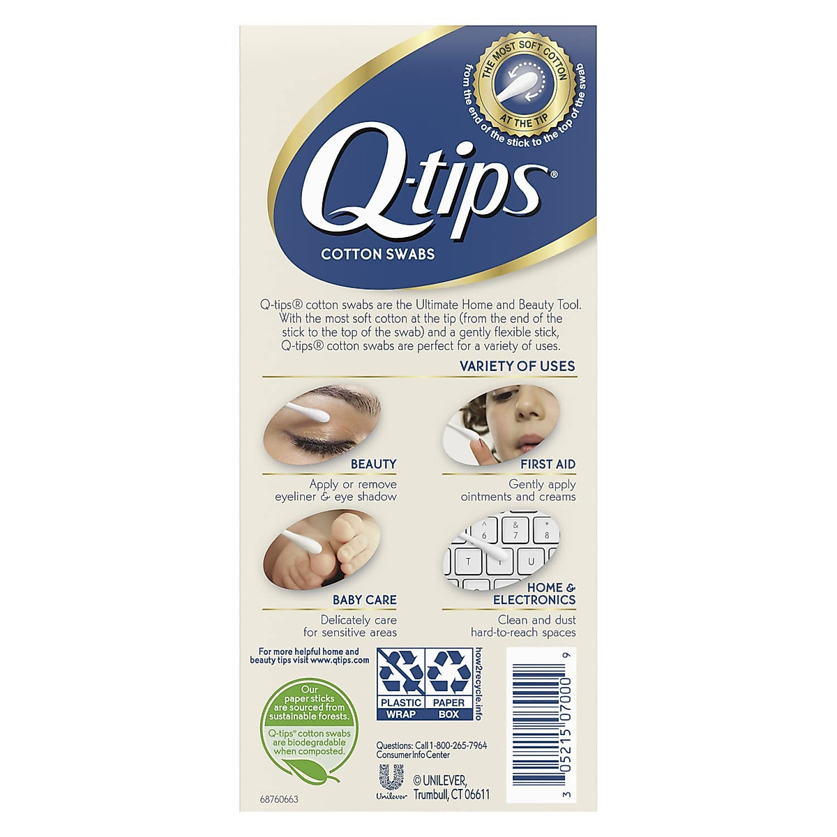 Q-tips Cotton Swabs 170 Count 5-Pack – Original Cotton Swabs with Soft Tips, Makeup Tools, Beauty, Personal Care & Household Essentials