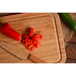 USRA Bamboo Kitchen Chef Knife Forged Titan Razor Sharp Edge One Touch Cut Technology With Rustic Aestetic