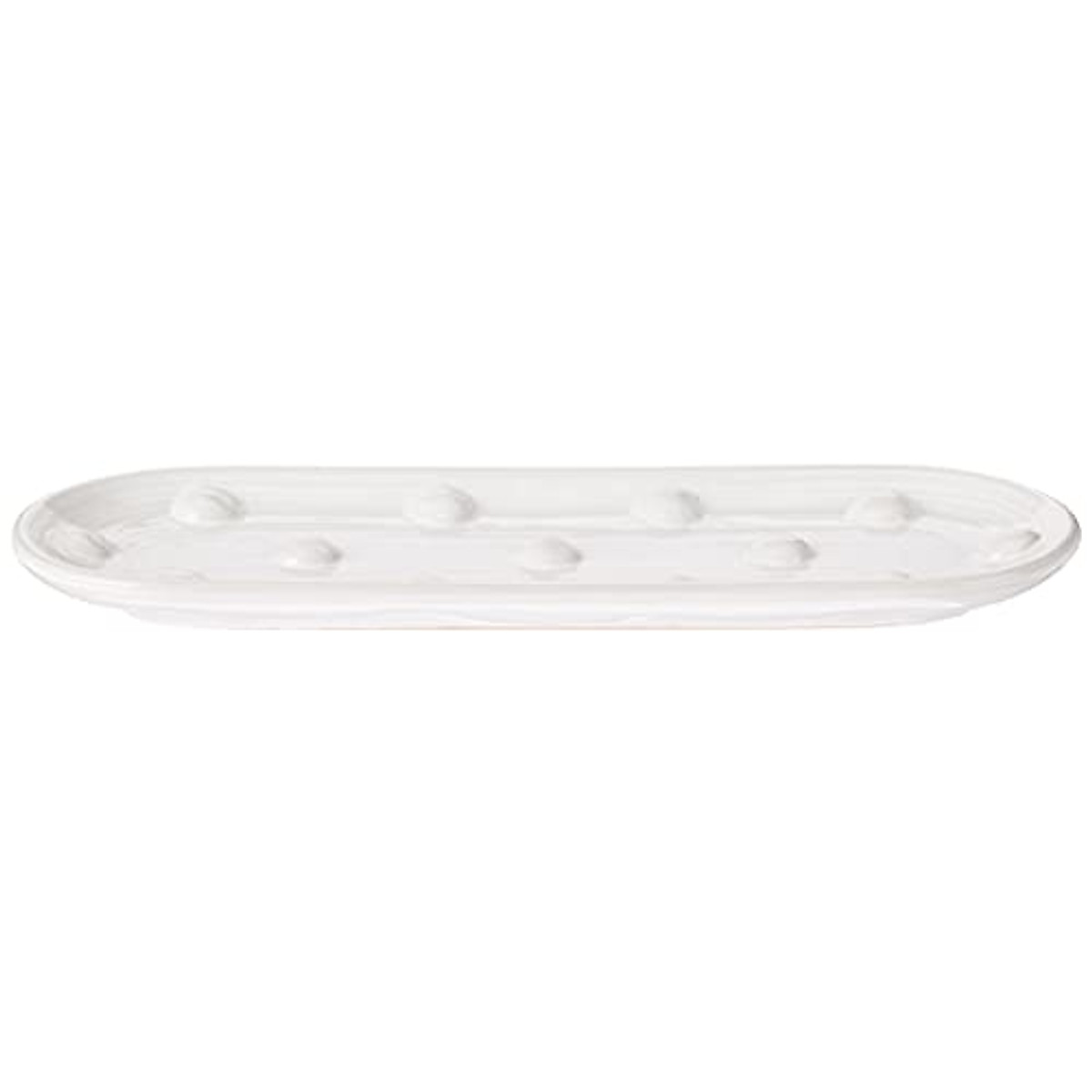 Mud Pie Dotted Dip and Tray Set, Size 5" x 14" 2" x 4 1/4" Dia | Spreader 6 1/2", White